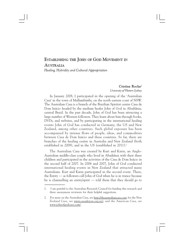 Establishing The John of God Movement in | PDF | Spiritism
