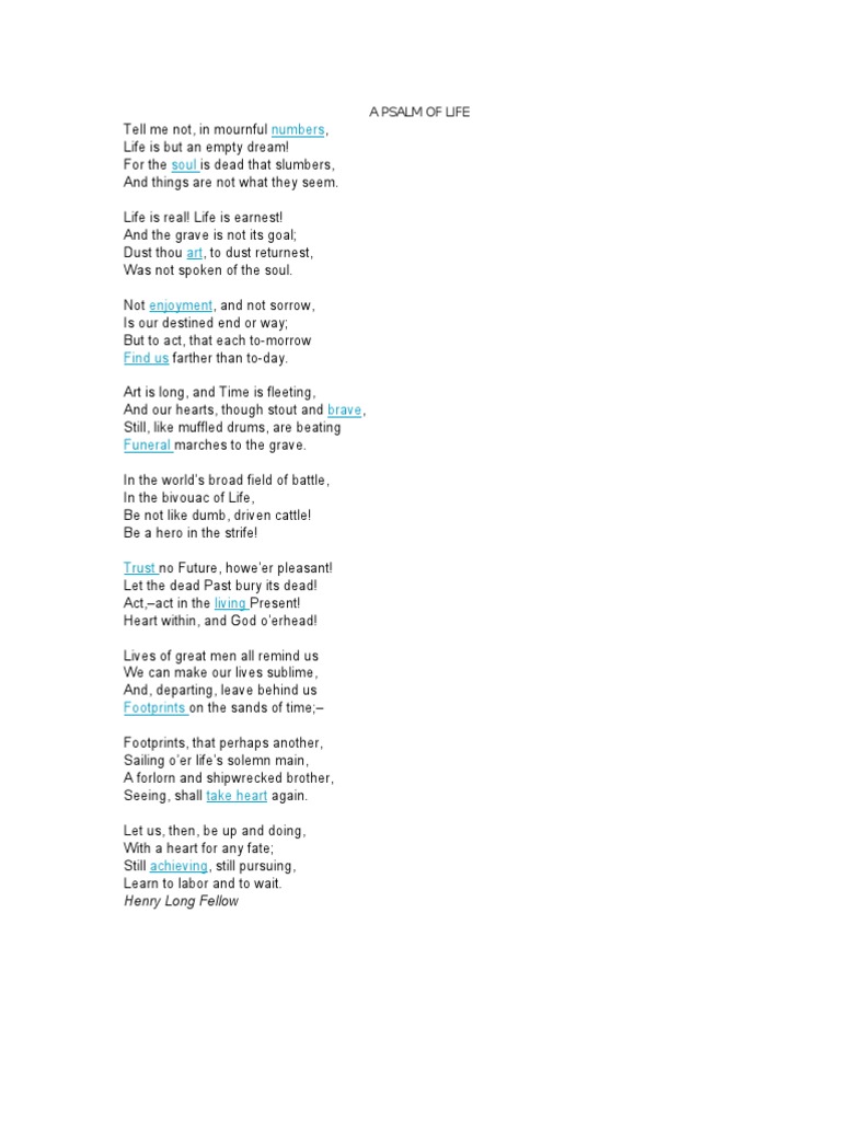 A Psalms of Life | PDF | Henry Wadsworth Longfellow | Poetry
