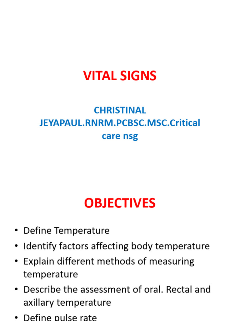 VITAL SIGNS PPT (1) (1) | PDF | Pulse | Thermoregulation