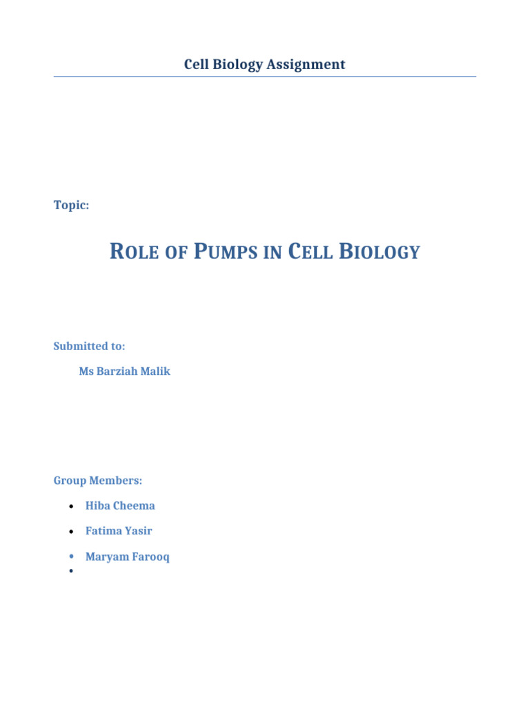 Role of Pumps in Cell Biology Full | PDF | Action Potential | Membrane ...