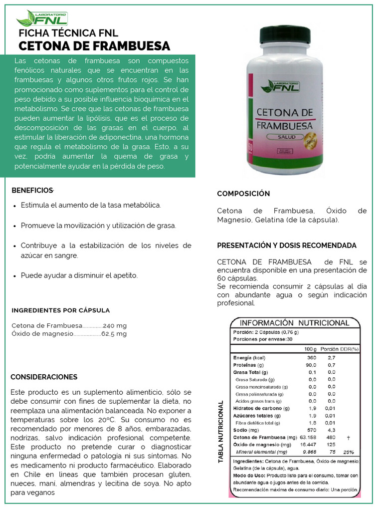 Beneficios de la Cetona de Frambuesa | PDF