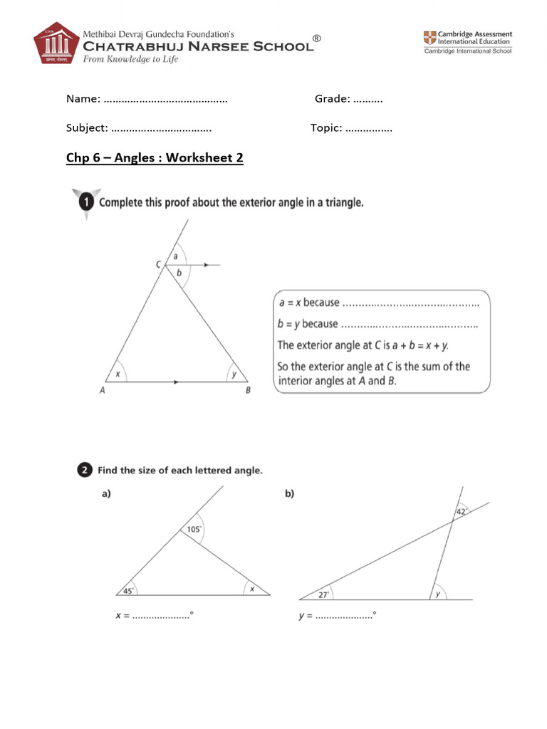 Angles Worksheet2 | PDF