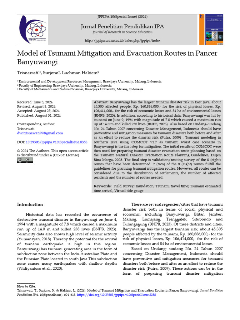 Model of Tsunami Mitigation and Evacuation Routes | PDF | Tsunami ...