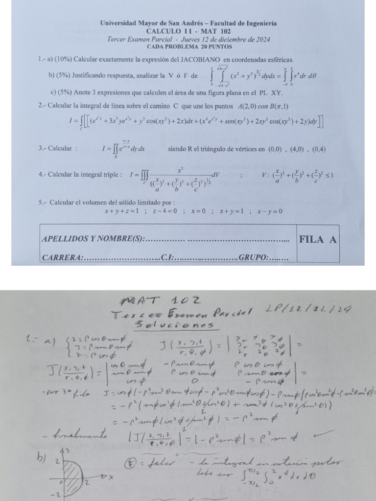 Mat 102 Tercer Parcial Soluciones | PDF