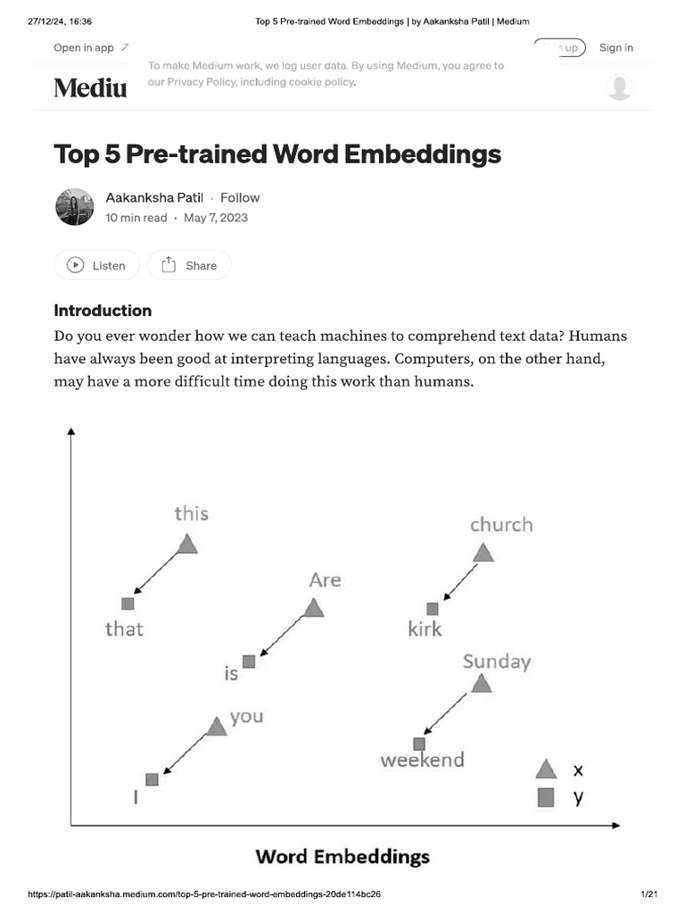 5 Pretained Word Embeddings Algorithms | PDF