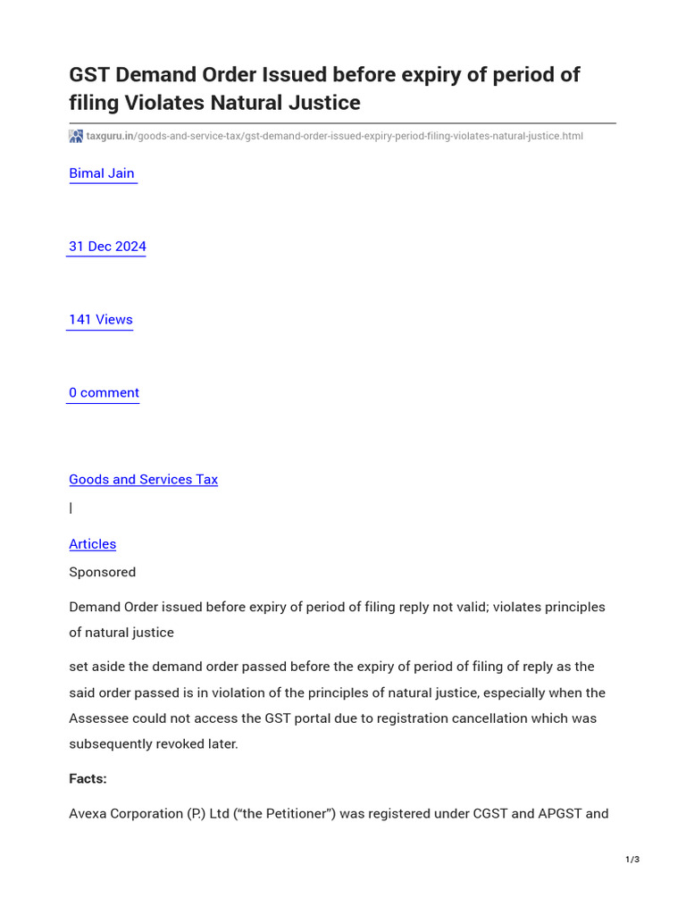 GST Demand Order Violates Justice | PDF | Justice | Crime & Violence