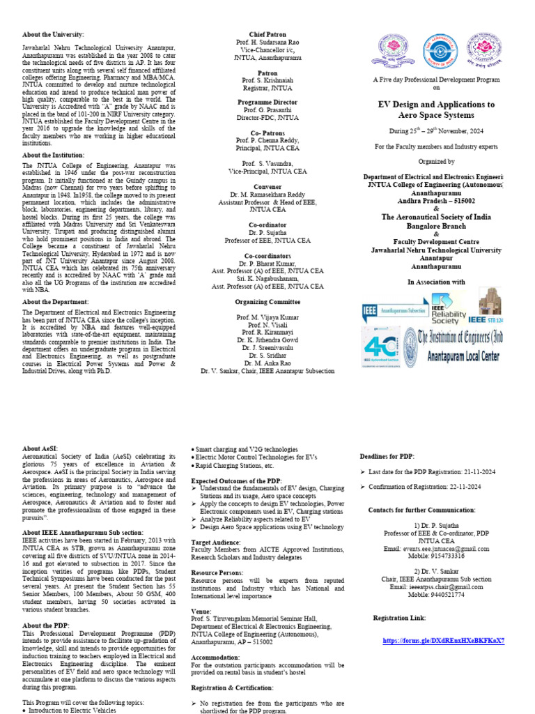 JNTUA PDP on EV Design & Aerospace Systems | PDF | Electrical Engineering