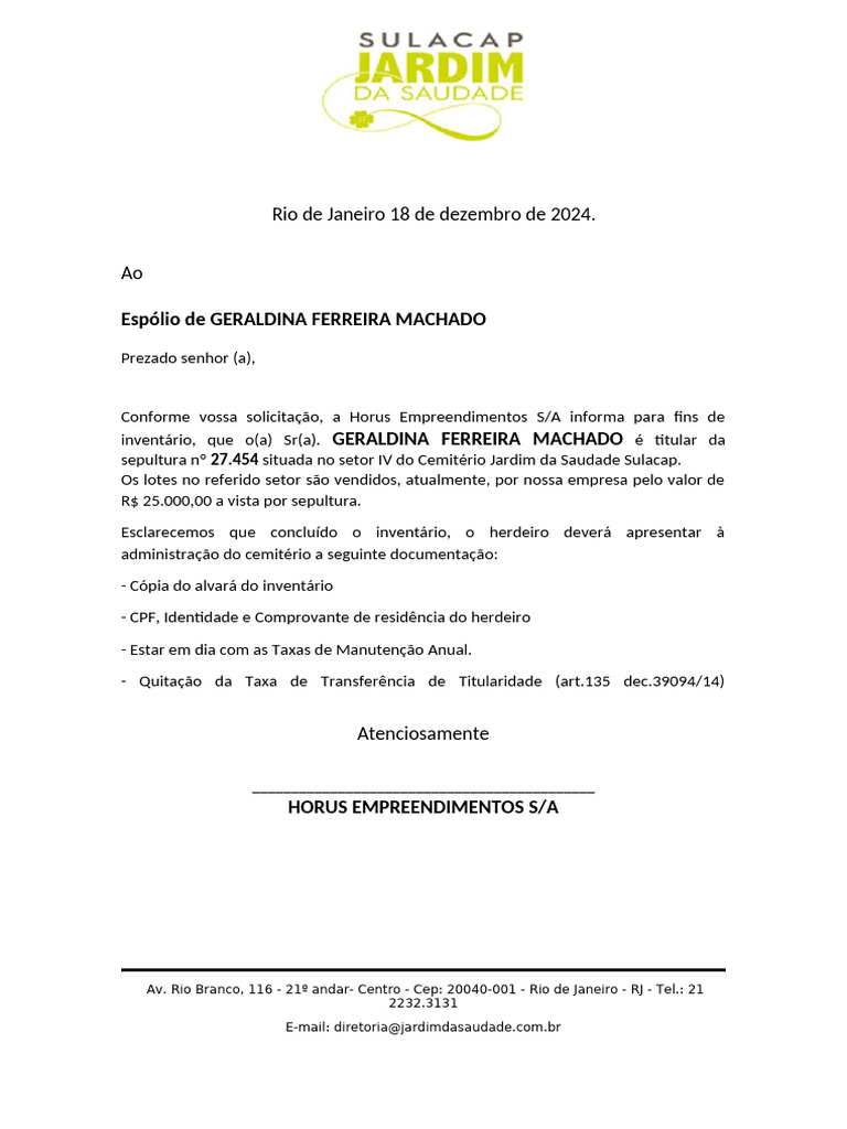 Declaração de Espólio, Inventário | PDF