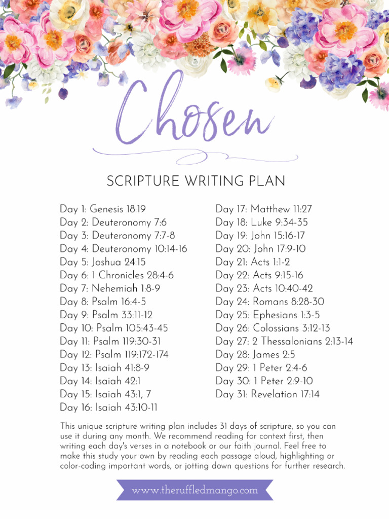 Chosen Scripture Writing Plan | PDF