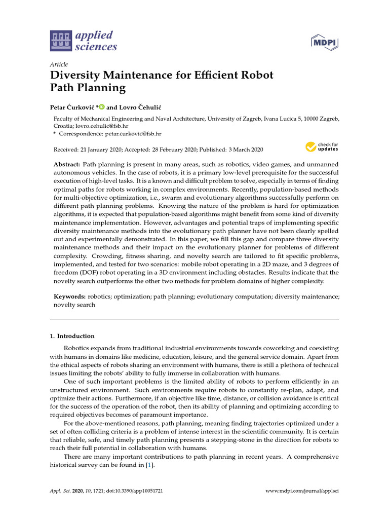 Diversity Maintenance for Efficient Robot | PDF | Fitness (Biology ...