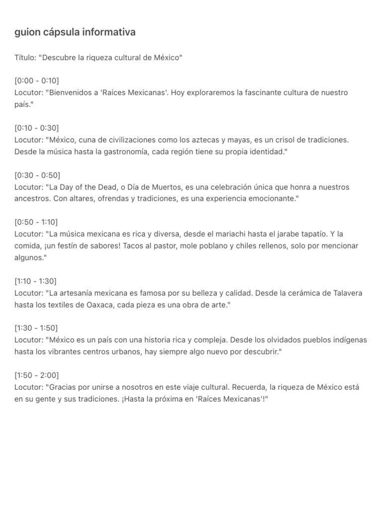 Guion Cápsula Informativa | PDF