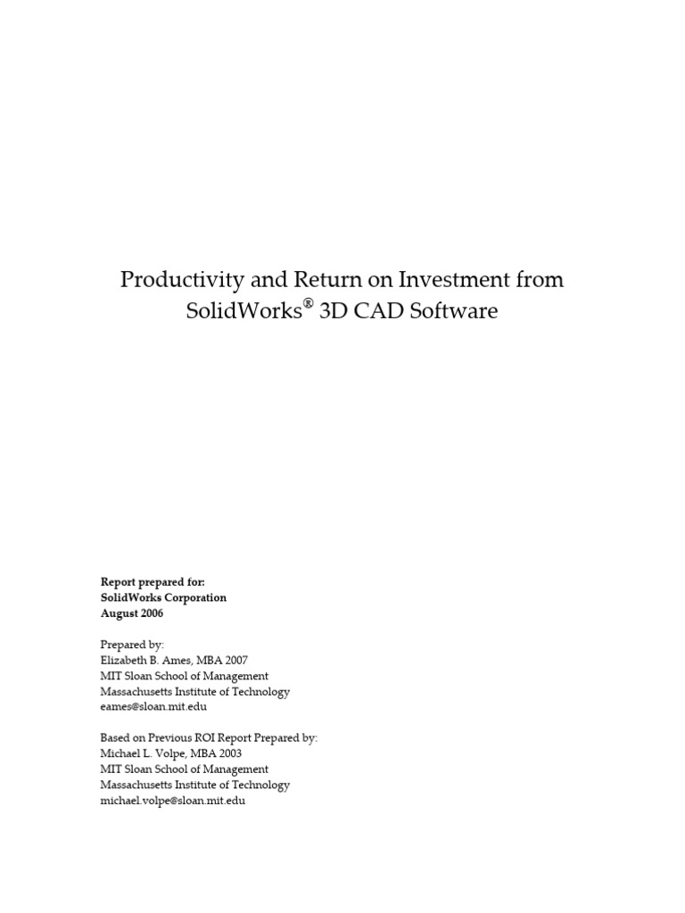 Roi Report Solidworks 2006 | PDF | Return On Investment | Computer ...