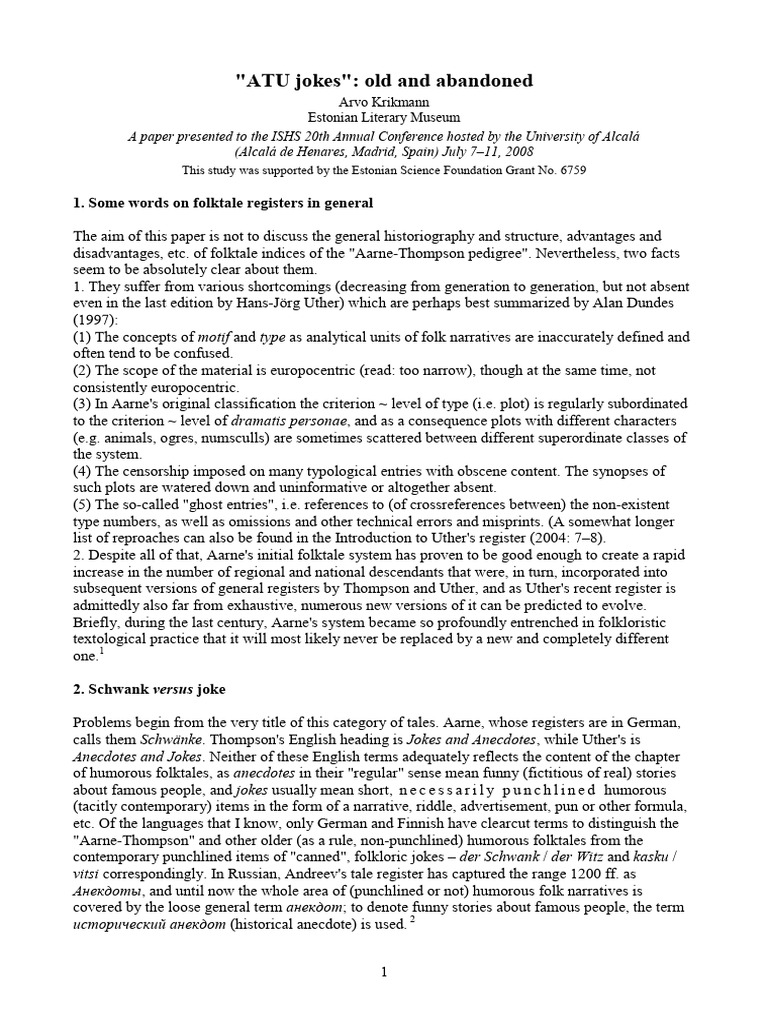 KRIKMANN_ATU_ready | PDF | Jokes