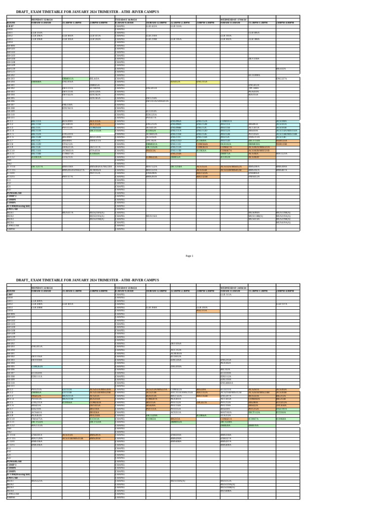 Final - Examination Timetable - January 2024 | PDF