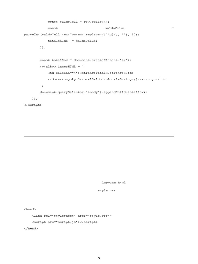 Membuat Laporan Keuangan Menggunakan HTML Dan CSS Hal 5 | PDF