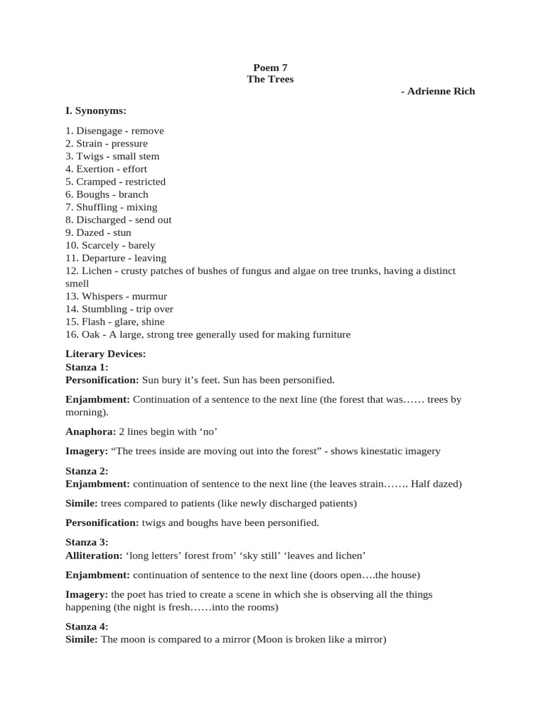 Trees (Poem 7) | PDF | Poetry | Trees