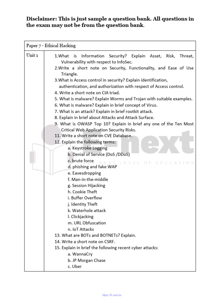 Eh Imp Qb (E-next.in) | PDF | Security | Computer Security
