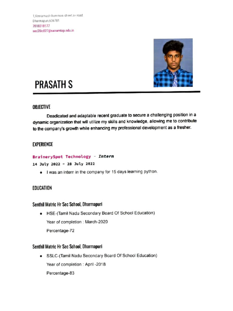 Prasath Resume | PDF