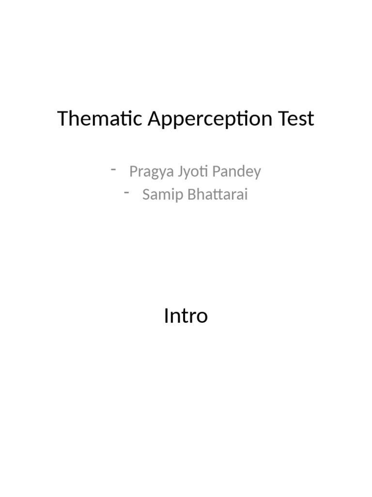 Thematic Apperception Test | PDF | Psychological Concepts | Psychology