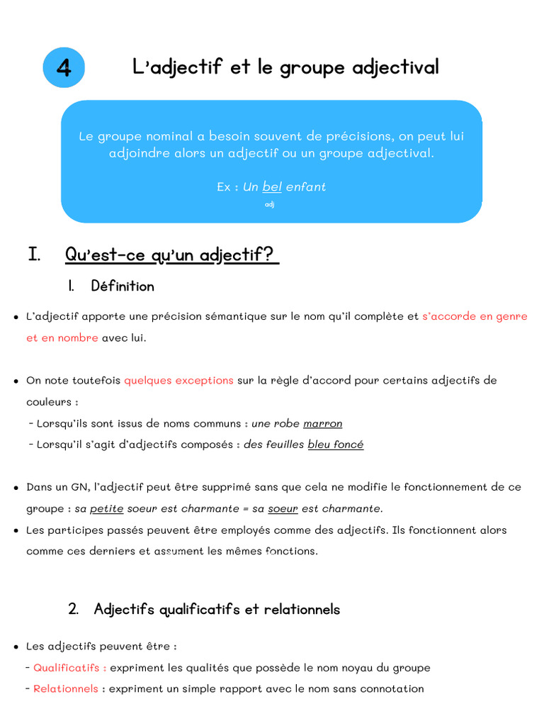 Comprendre le groupe adjectival | PDF | Adverbe | Unités sémantiques