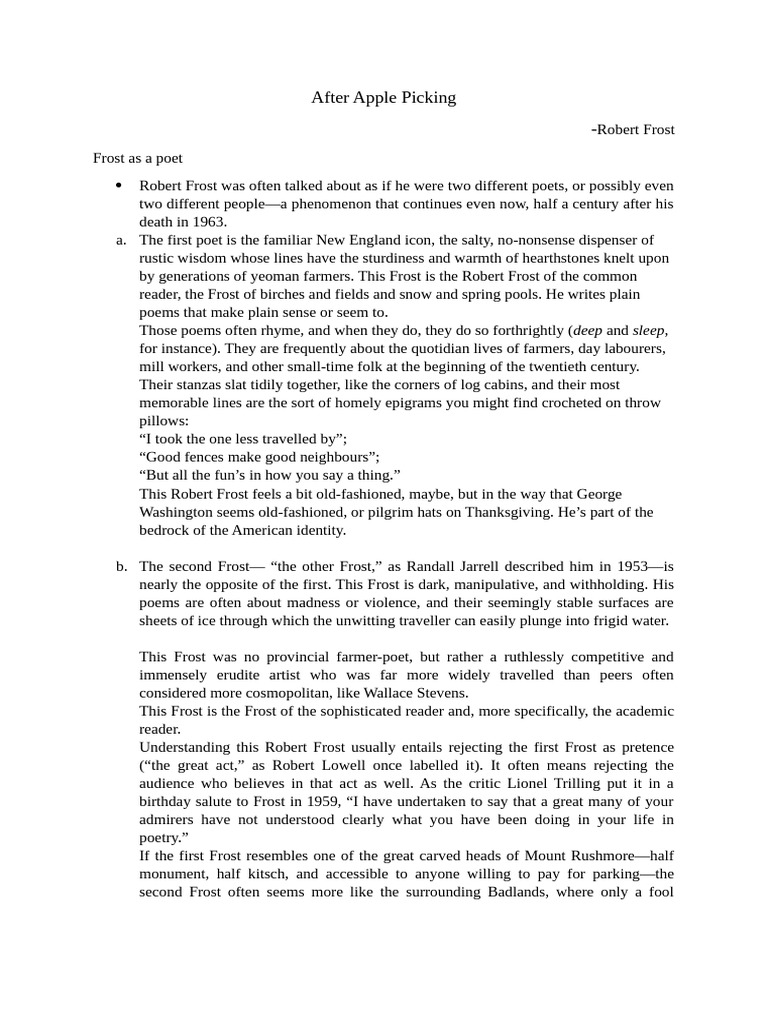 After Apple Picking | PDF | Dream | Jacob