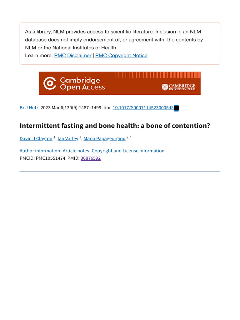 Intermittent fasting and bone health- a bone of contention_ - PMC | PDF | Leptin | Intermittent ...