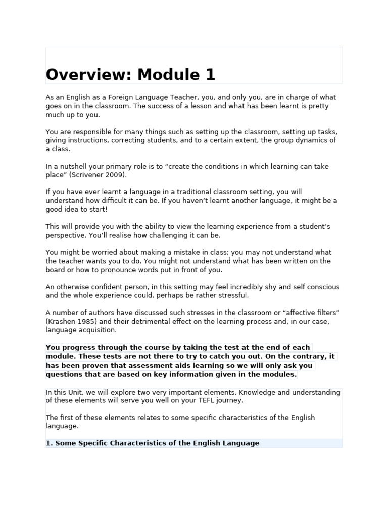 Module 1 Introduction To TEFL | PDF | English Language | Second Language