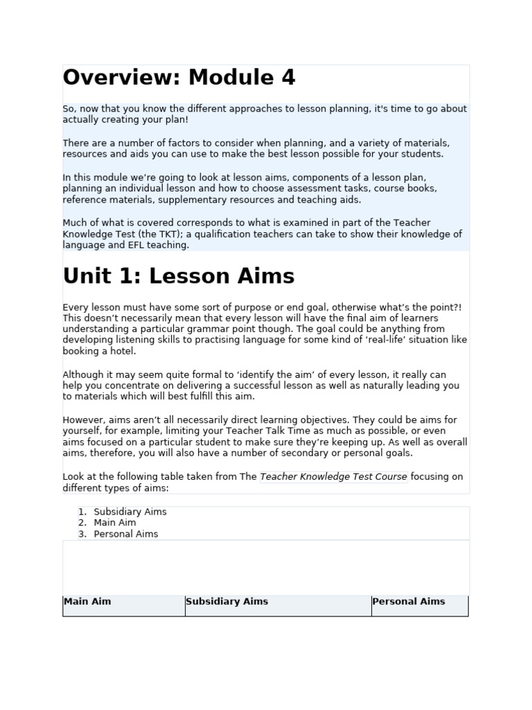 Module 4 Lesson Planning Plus | PDF | English As A Second Or Foreign ...
