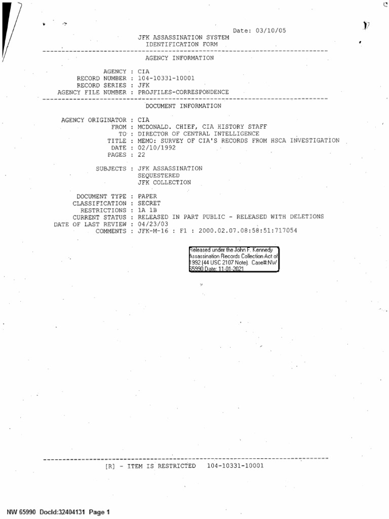 JFK Released Docs | PDF
