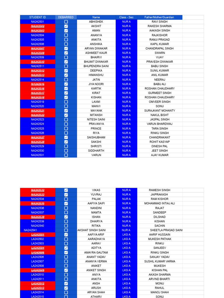 Debarred List NUR TO UKG FINAL | PDF