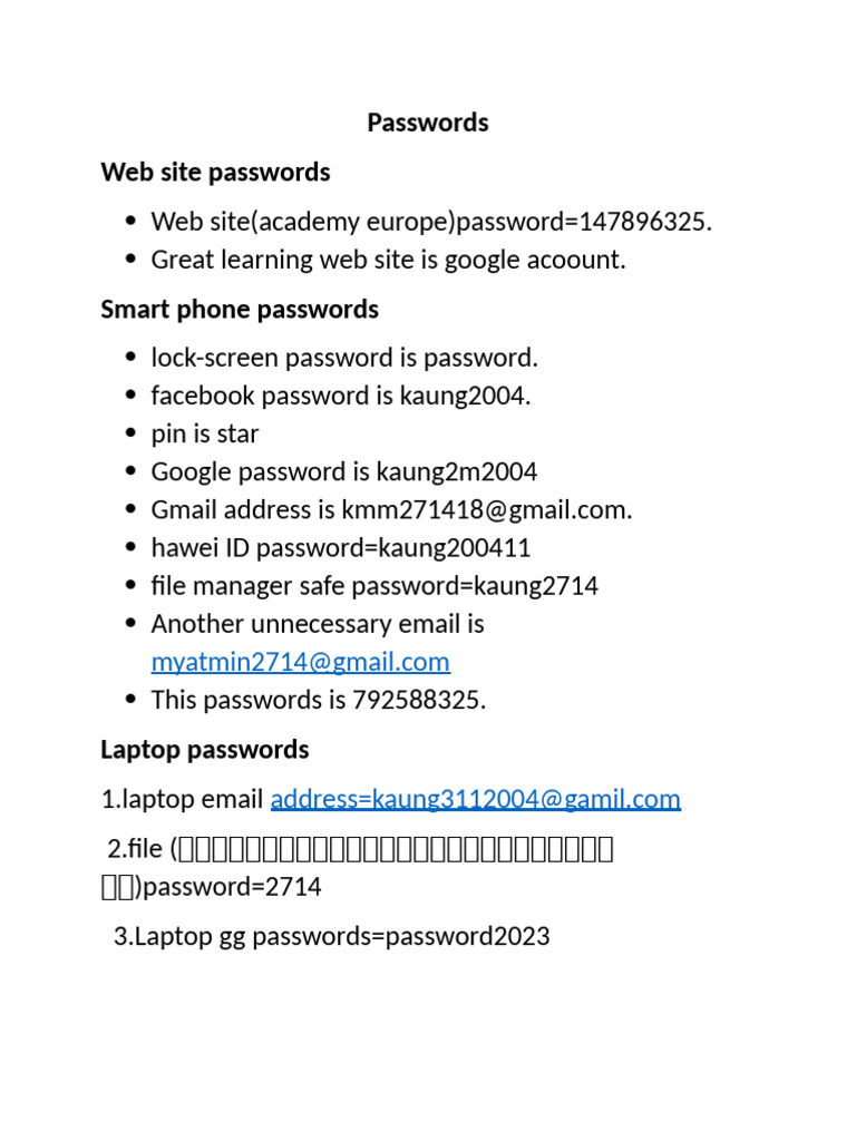 Passwords | PDF