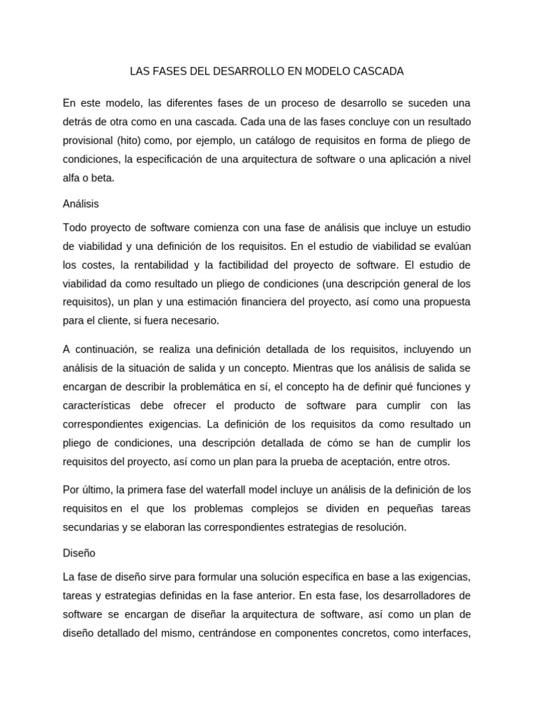 Las Fases Del Desarrollo en Modelo Cascada | PDF | Software | Ciclo de ...