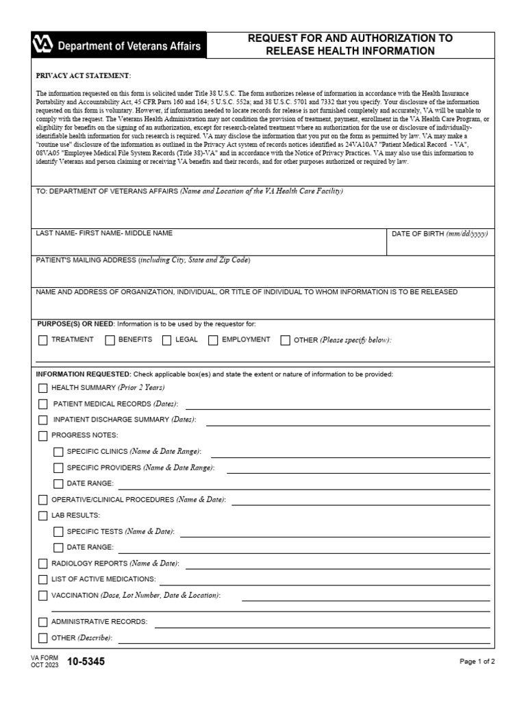 VA_Form_10-5345_Fillable | PDF | Medical Diagnosis | Veterans Health ...