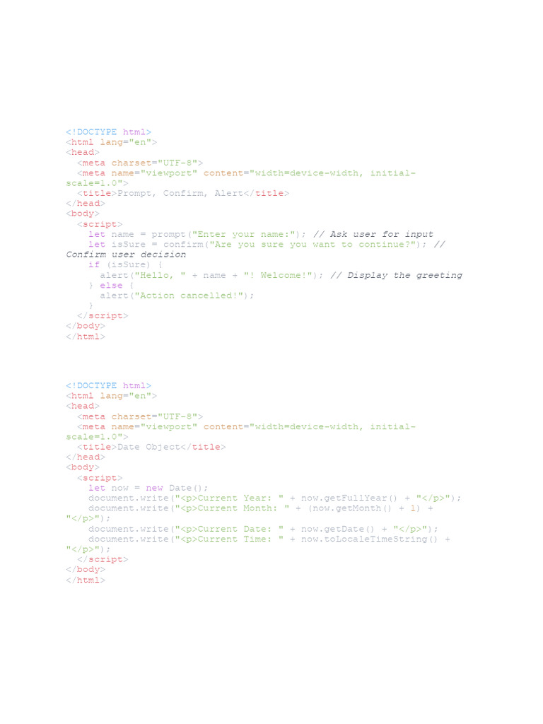 HTML Code Examples with Outputs | PDF | Http Cookie | World Wide Web