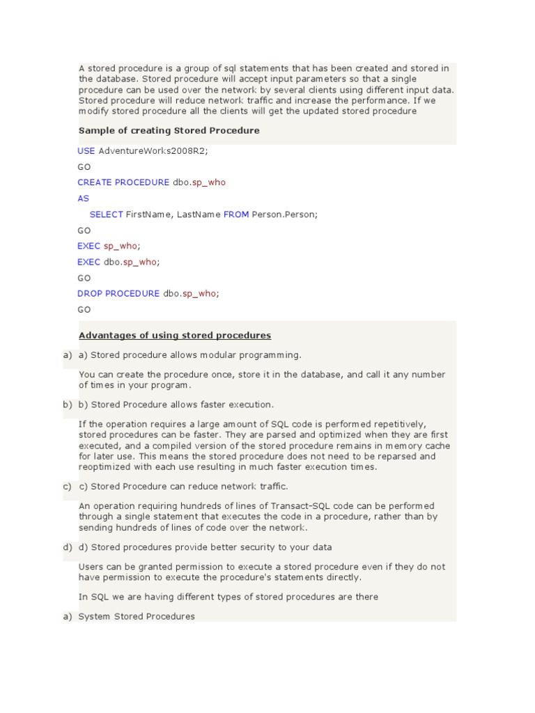 Store Procedure | PDF | Databases | Subroutine