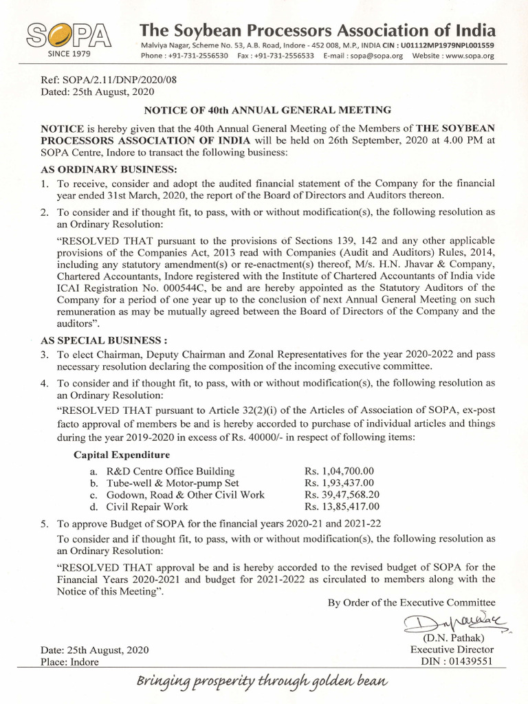 Notice of AGM and Annual Report 2020 | PDF | Audit | Government