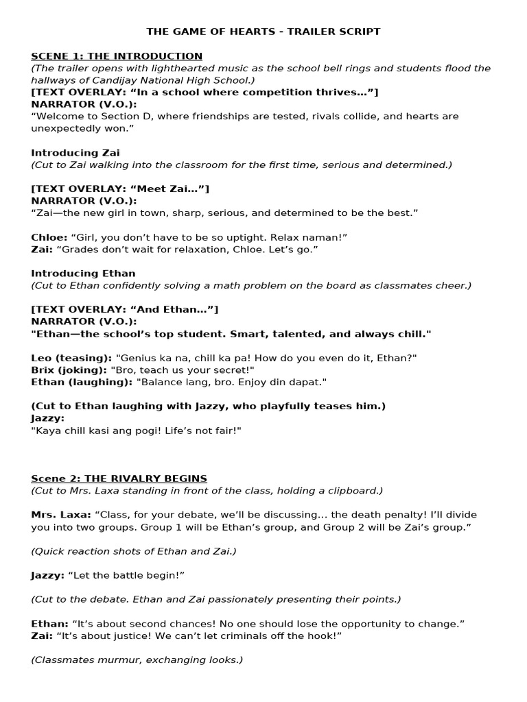 The Game of Hearts Final Script | PDF
