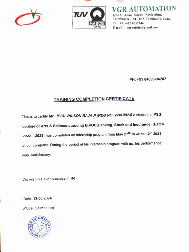 vgr automation report | PDF