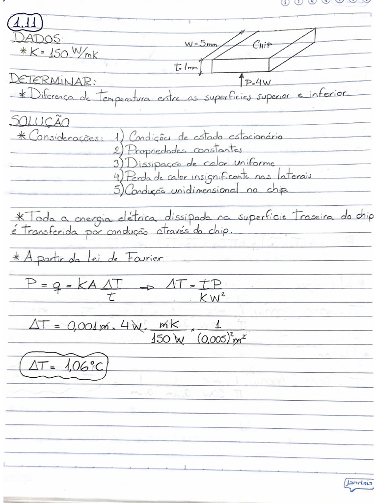 Exercícios Incropera Cap 1 | PDF