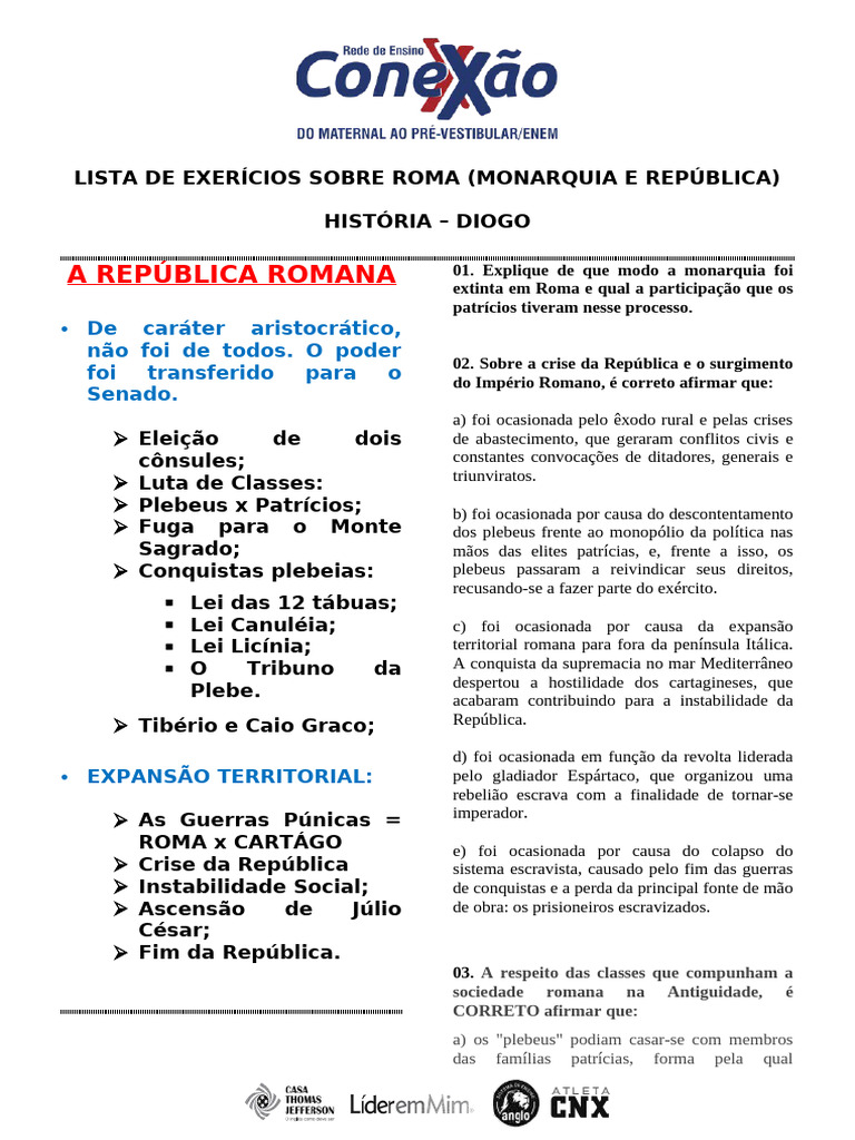 Conquistas dos Plebeus na República Romana | PDF | República Romana ...