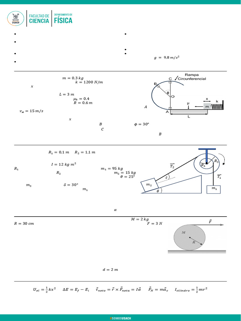 POR F-¡sica II - Forma A -2s2023 | PDF | Fricción | Masa