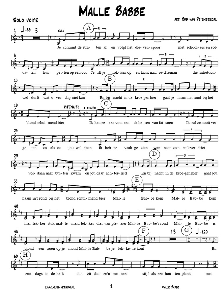 Malle Babbe solo voice lyrics | PDF