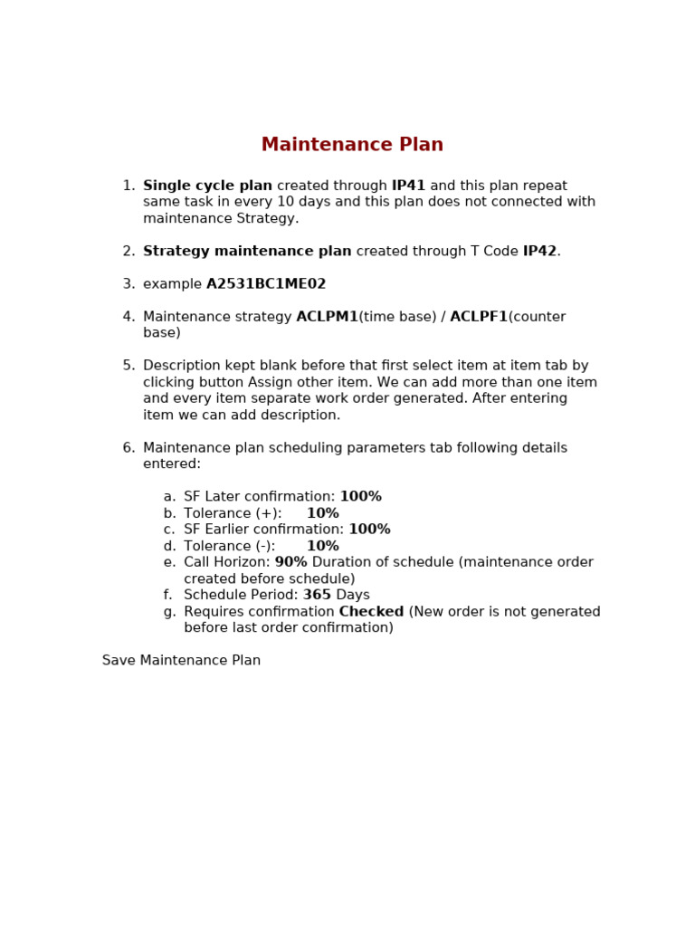Maintenance Plan | PDF