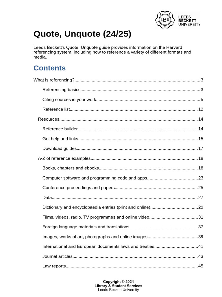 Quote, Unquote complete guide 24-25 | PDF | Citation | Digital Object ... Quote, Unquote complete guide 24-25 | PDF | Citation | Digital Object ...