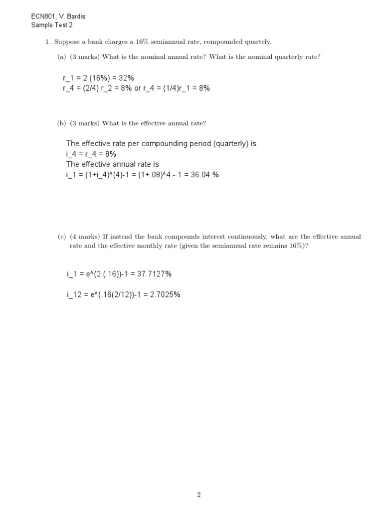 2007 ECN 801 Sample Test 2 | PDF | Interest | Bonds (Finance)
