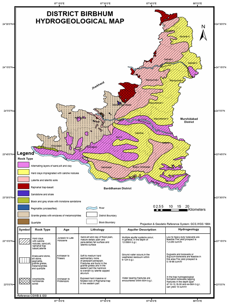 BIRBHUM HYDROGEOLOGICAL MAP | PDF | Rock (Geology) | Geology