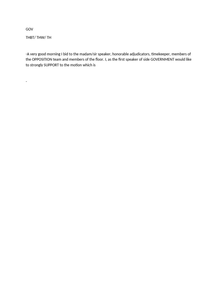 Government vs. Opposition Debate Structure | PDF