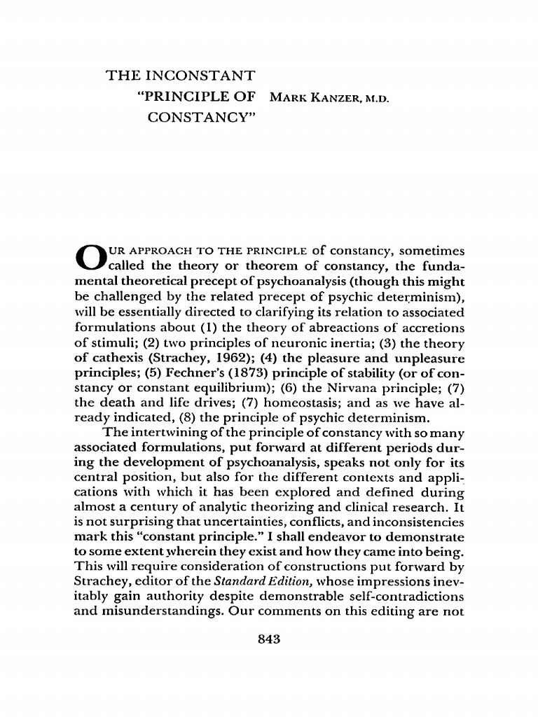 The Inconstant Principle of Constancy | PDF | Id | Sigmund Freud