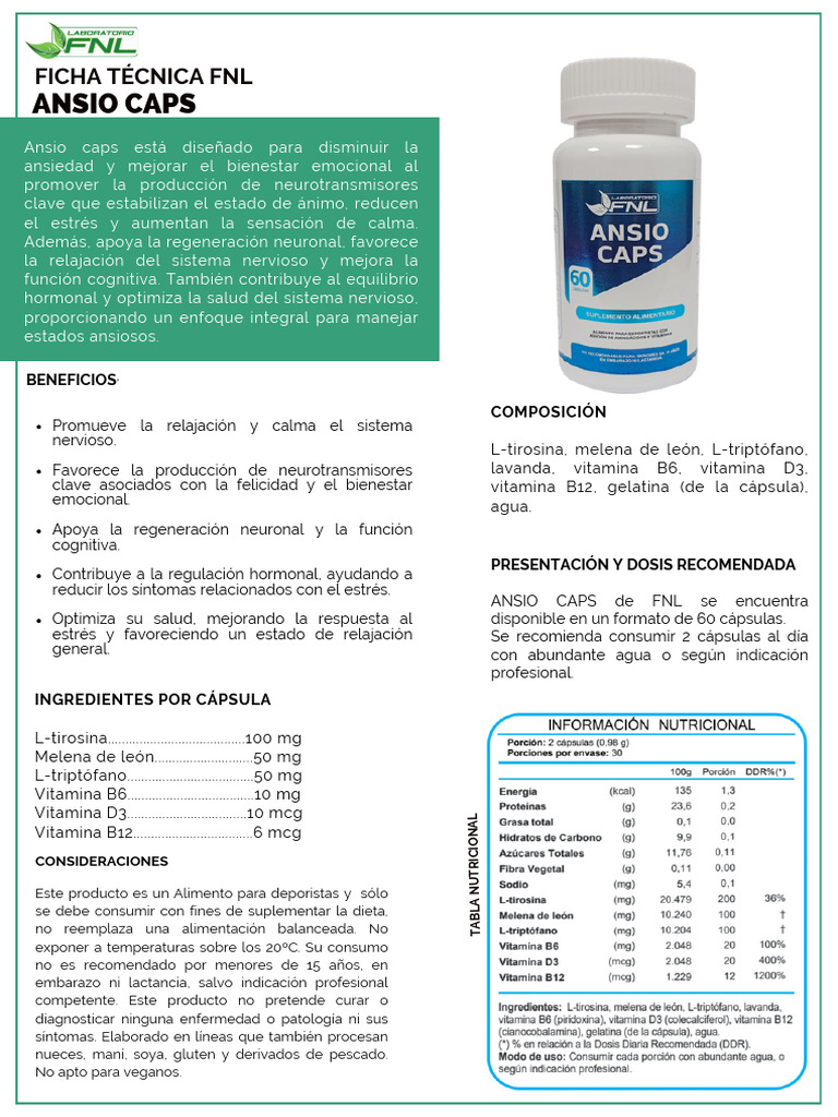 Ansio Caps | PDF | Vitamina | Veganismo
