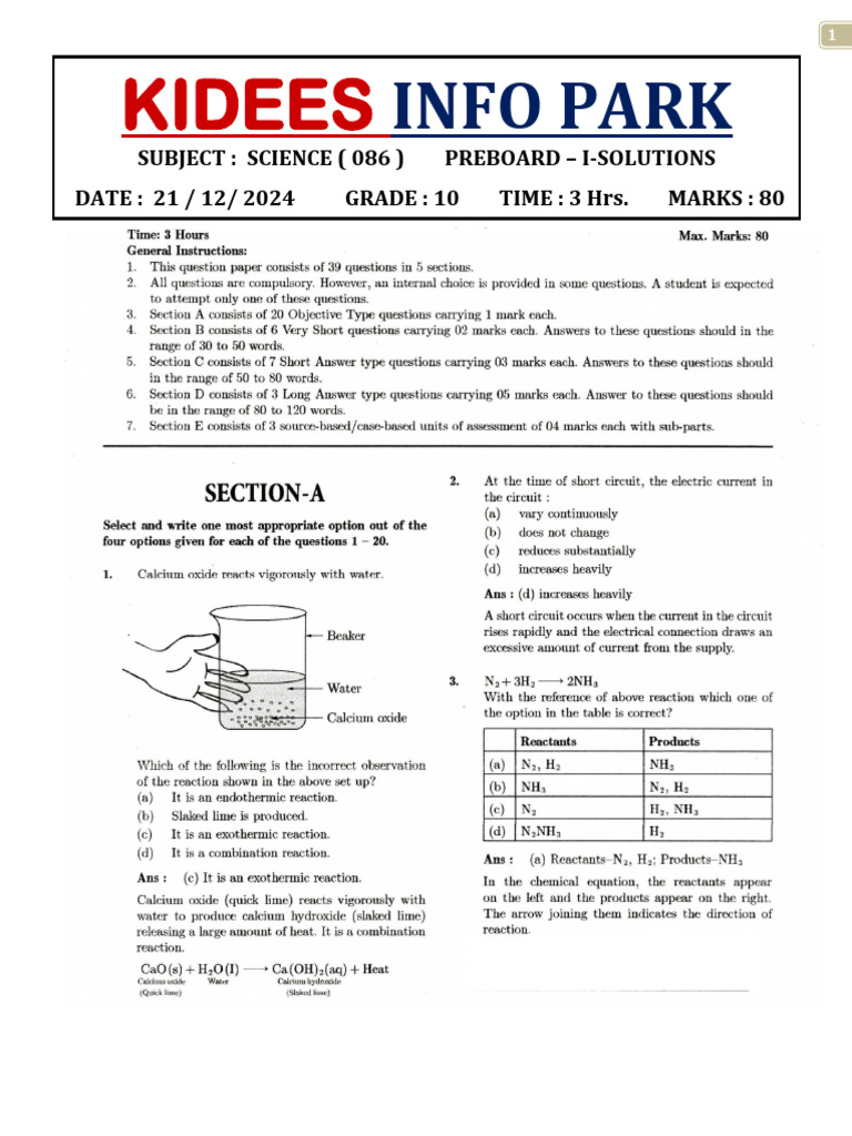 Grade 10 Science Preboard Solutions | PDF